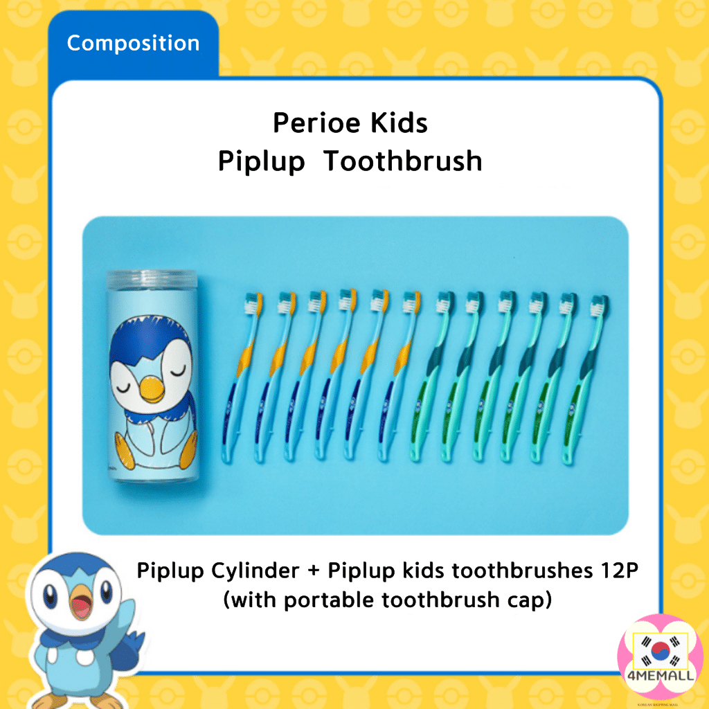 Perioe Kids 3 Step Children's Toothbrush 12pcs (Pikachu/ Piplup ) 3 to ...